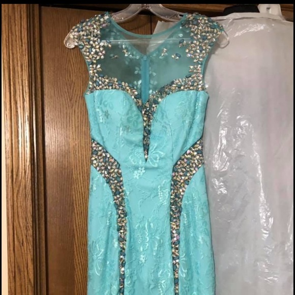 Dresses | Teal Lace Prom Gown | Poshmark